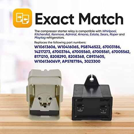 W10613606 Refrigerator Compressor Start Relay and Capacitor by DR Qual ...